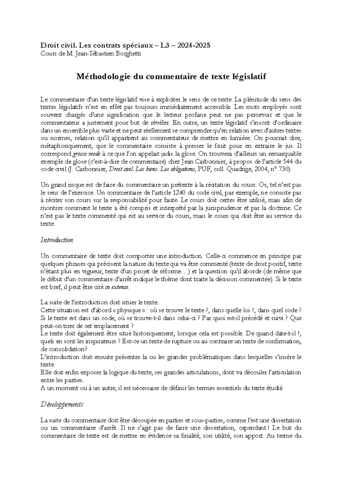 Méthodologie Du Commentaire De Texte Législatif Droit Civil Les