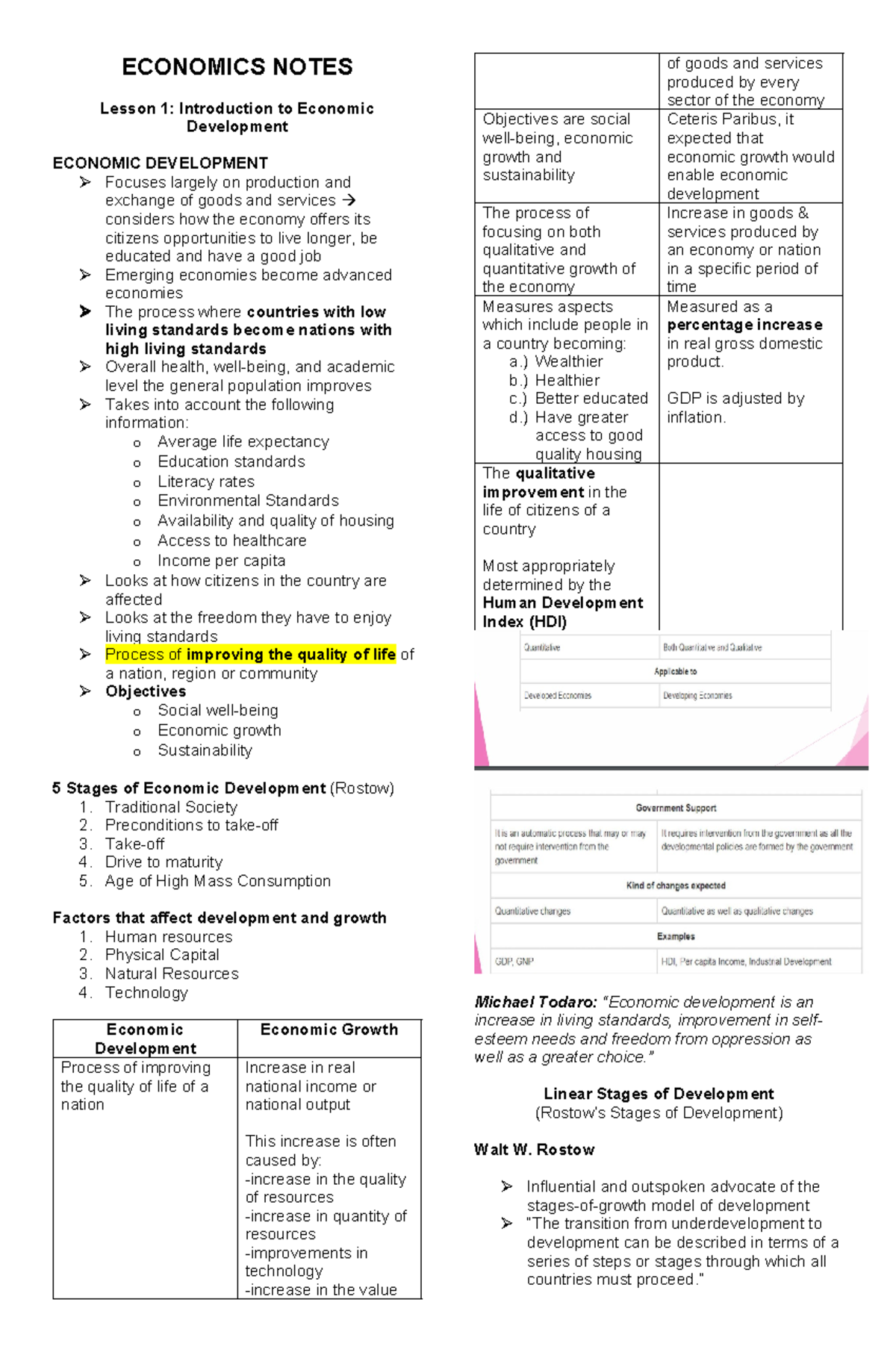 Economic Notes EWEEWEWEWEEW - ECONOMICS NOTES Lesson 1: Introduction to ...