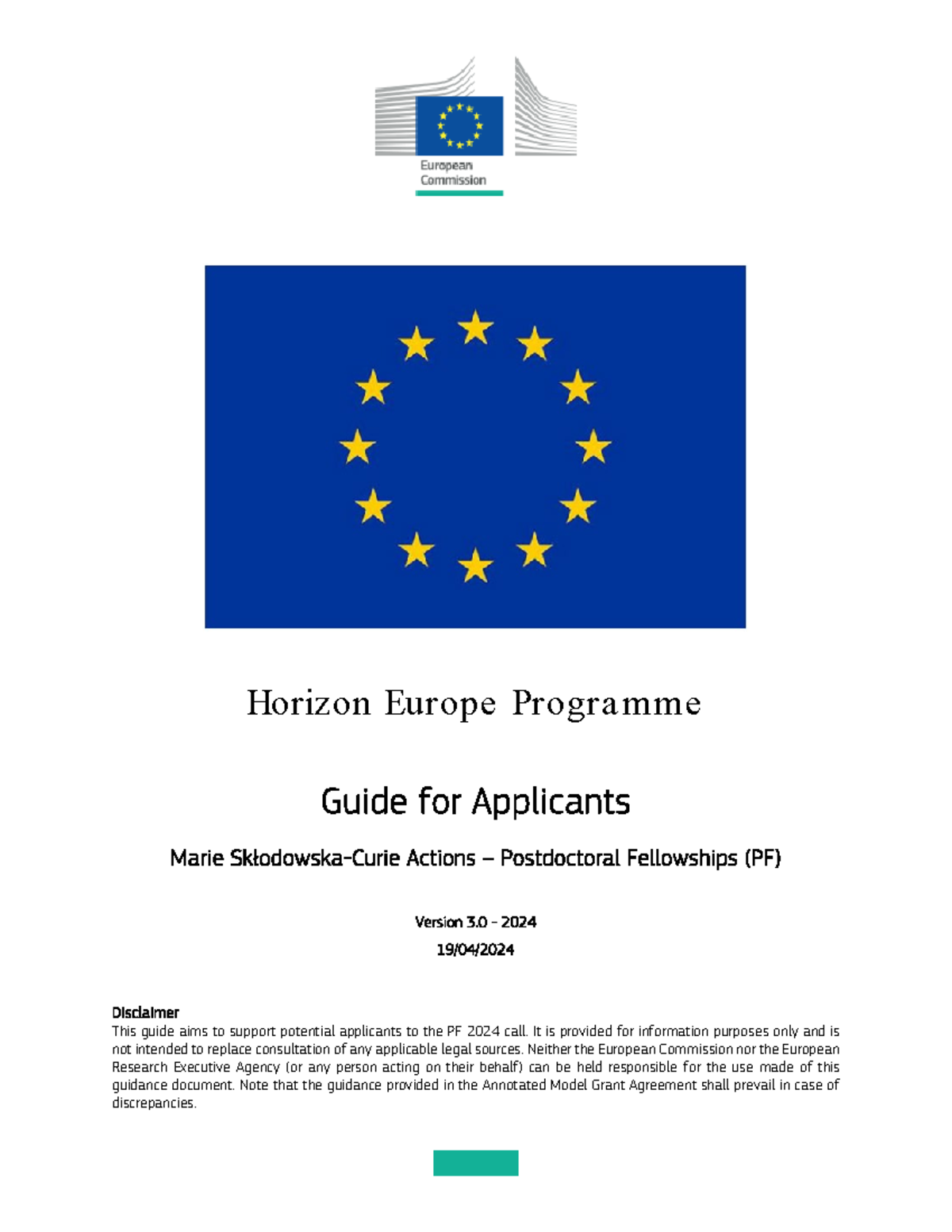 Guide for applicants MSCA PF 2024 - Horizon Europe Progra mme Guide for ...