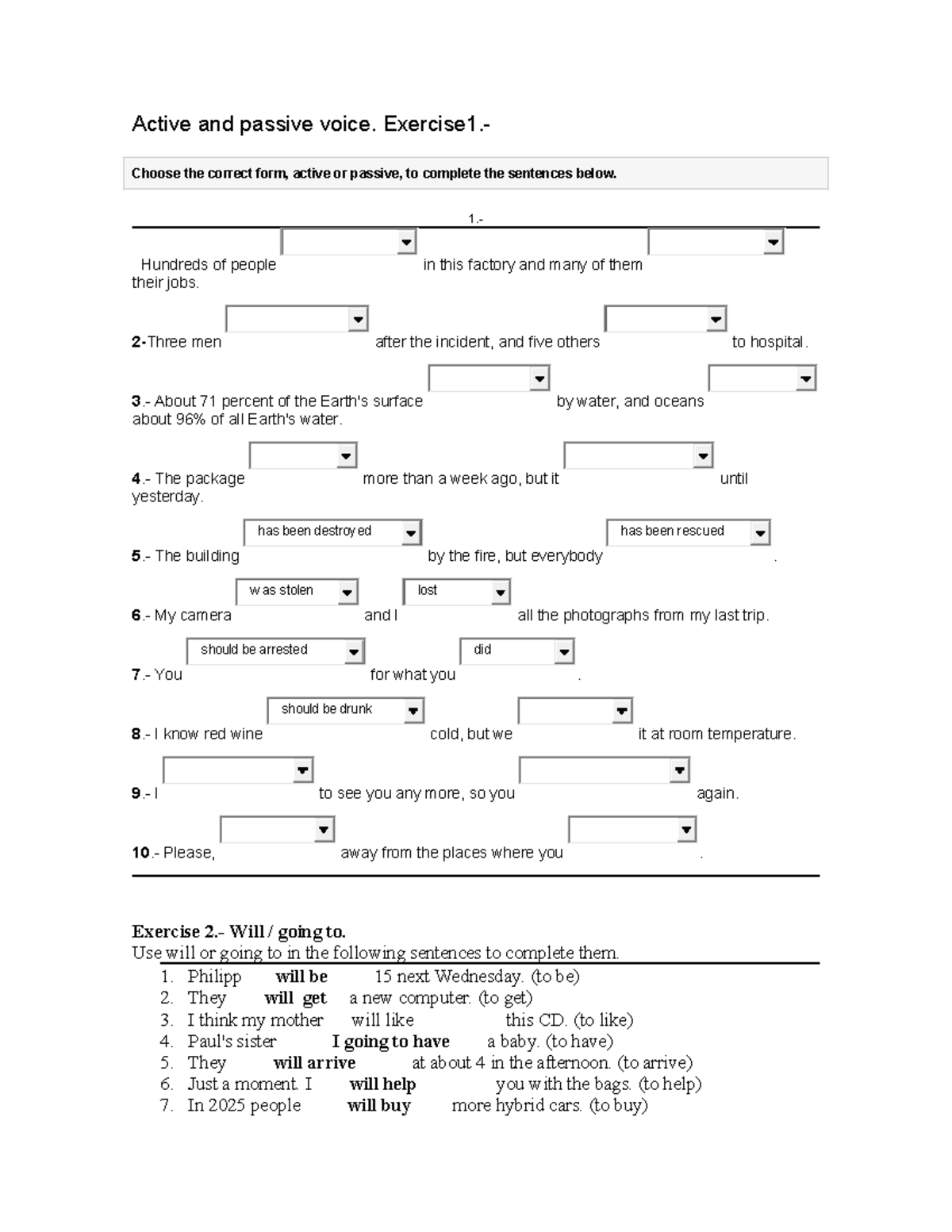 English 2.- Guide Practice 3 - Active and passive voice. Exercise1 ...