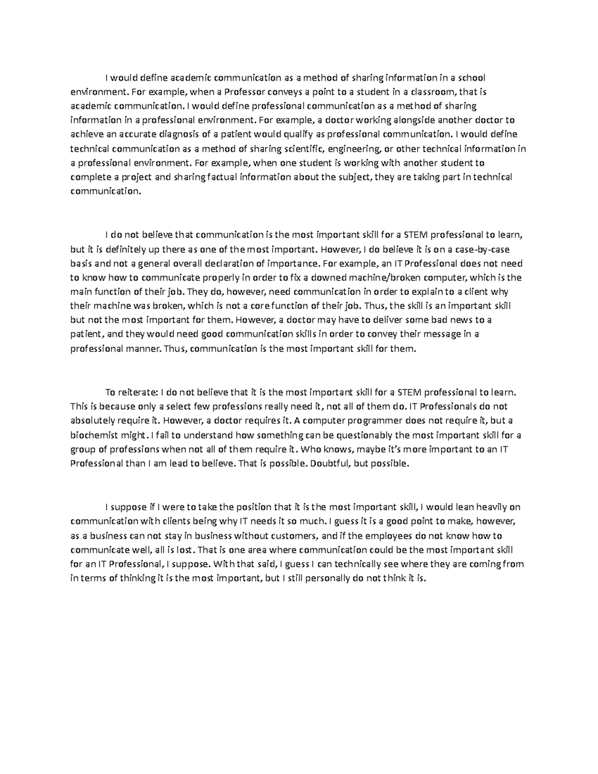 IT 226 Module One Assignment 1-1 - I would define academic ...