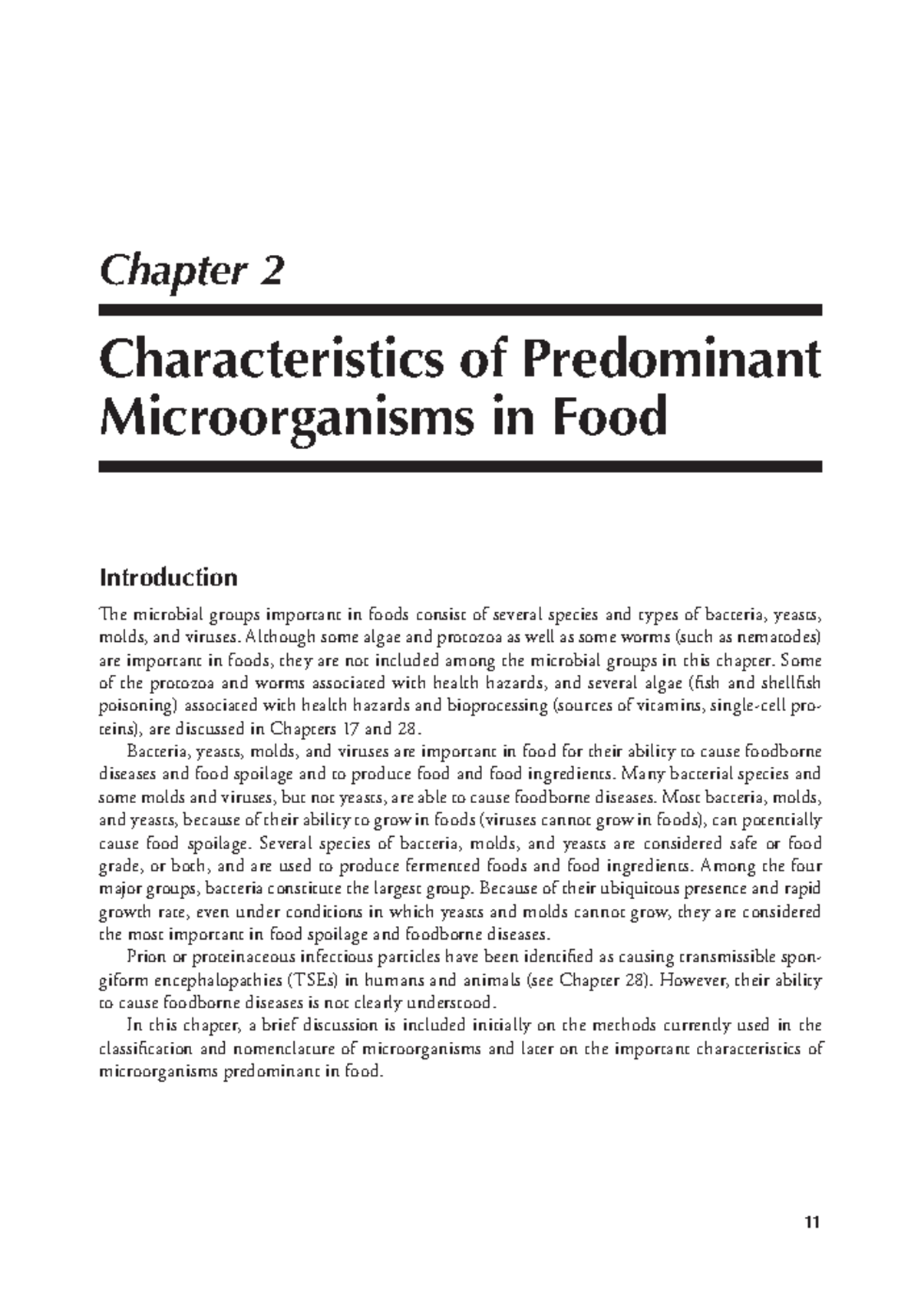 Chapter 2 - Food Microbiology - 11 Chapter 2 Characteristics of ...