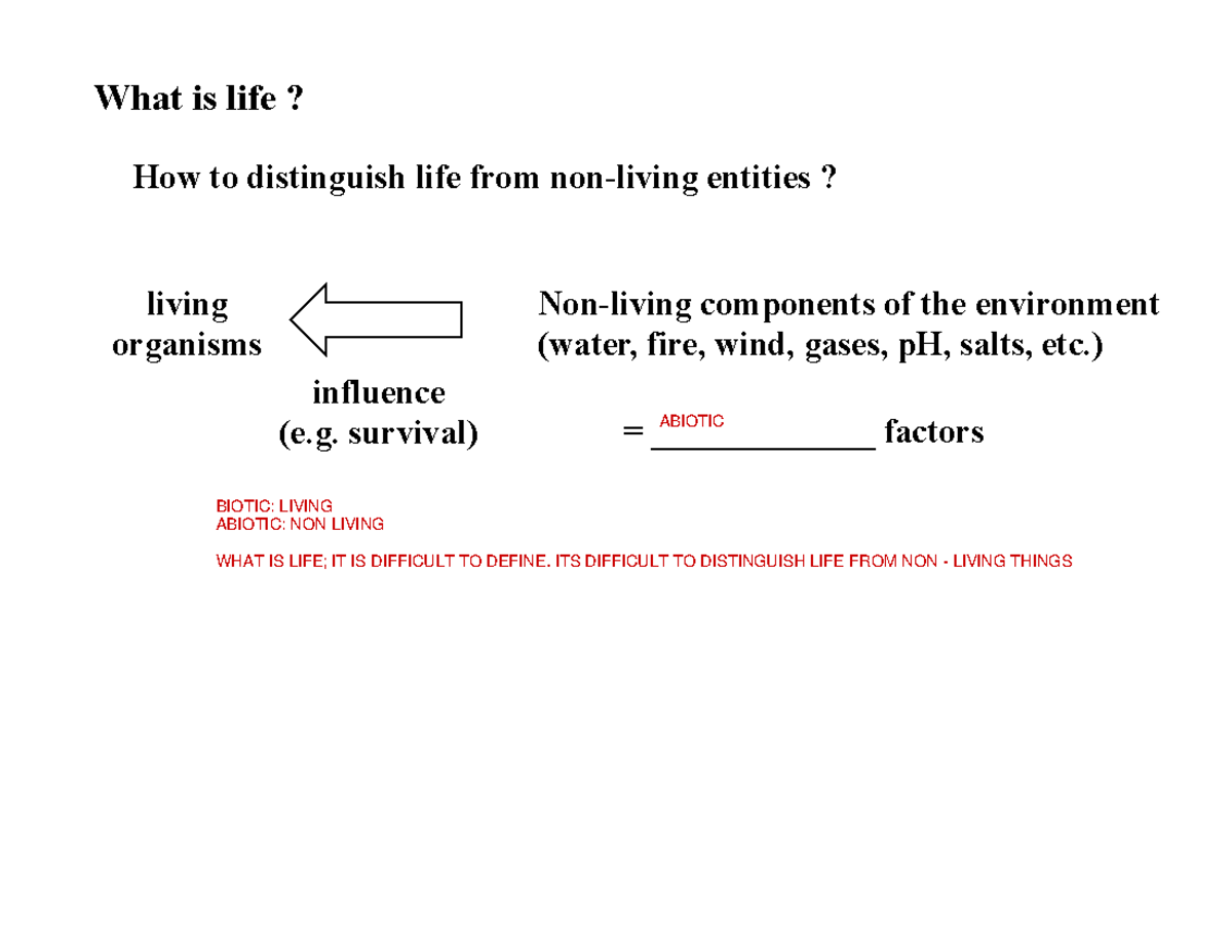 Biology 121 - Diversity of life - What is life? How to distinguish life ...