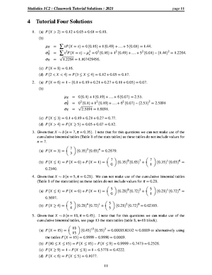 Tutorials 2 PRACTICE QuestionS - Statistics 1C2 : Tutorial Questions : 2021 page 2 2 Tutorial ...