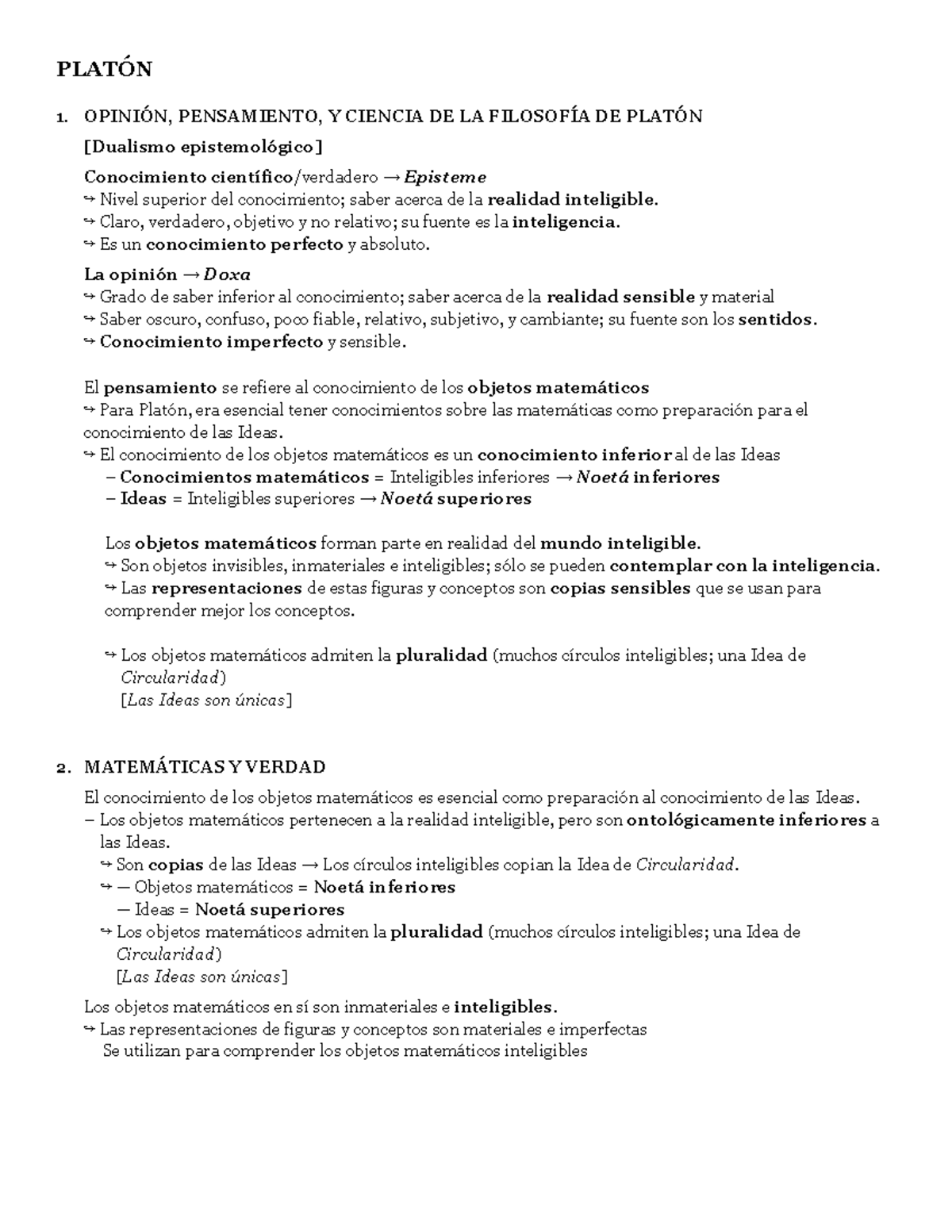 Resumen Platon - PLATÓN 1. OPINIÓN, PENSAMIENTO, Y CIENCIA DE LA FILOSOFÍA DE PLATÓN [Dualismo ...