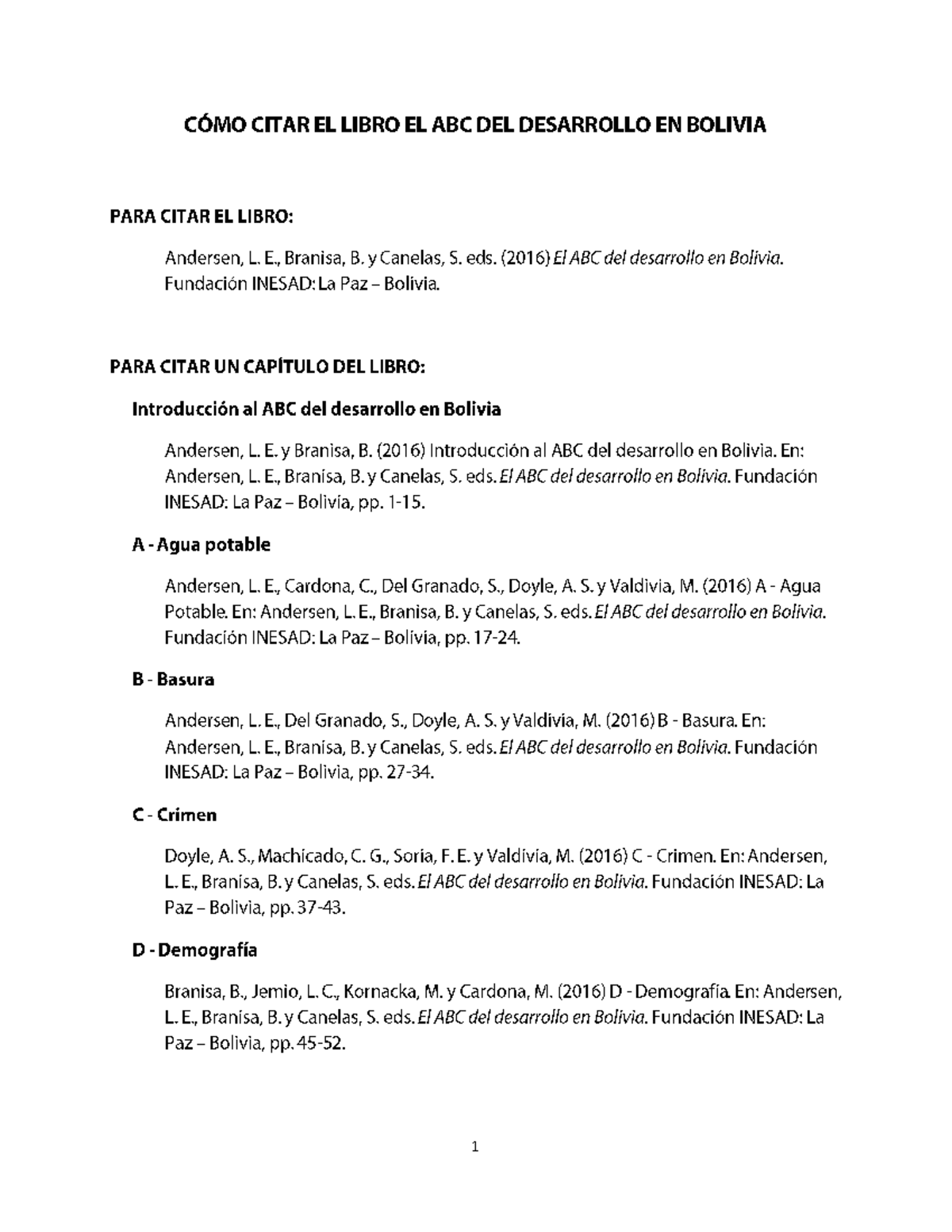 Cómo Citar El Libro El Abc Del Desarrollo En Bolivia Cómo Citar El