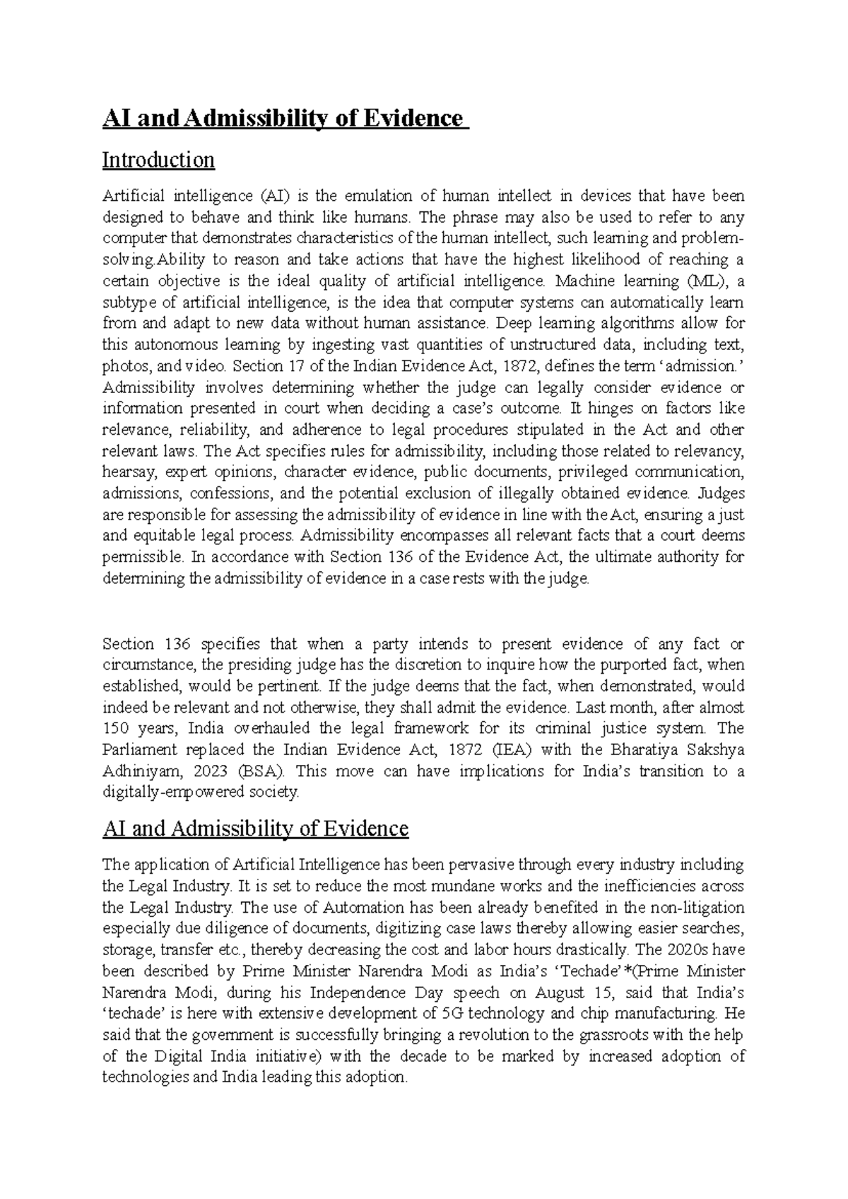 AI and Admissibility of Evidence - AI and Admissibility of Evidence ...