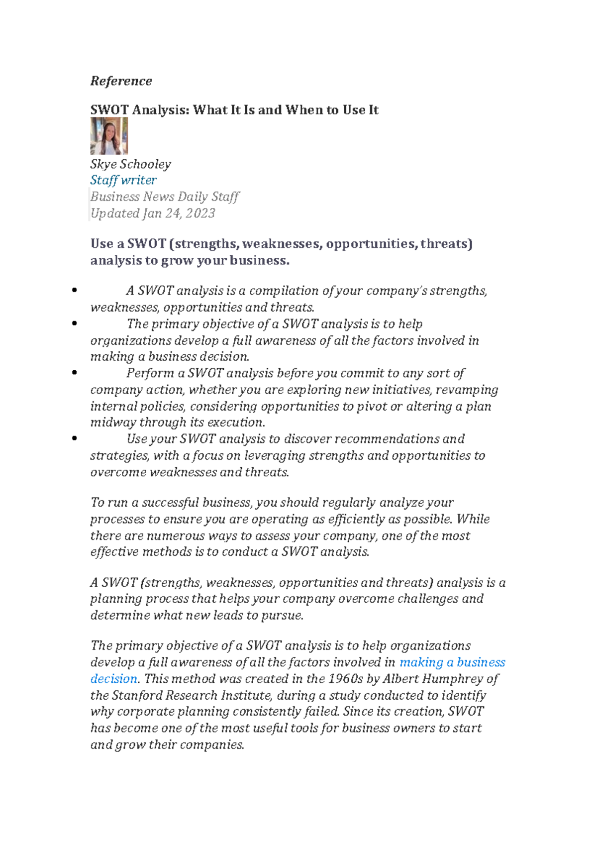 SWOT Analysis - Reference SWOT Analysis: What It Is and When to Use It ...