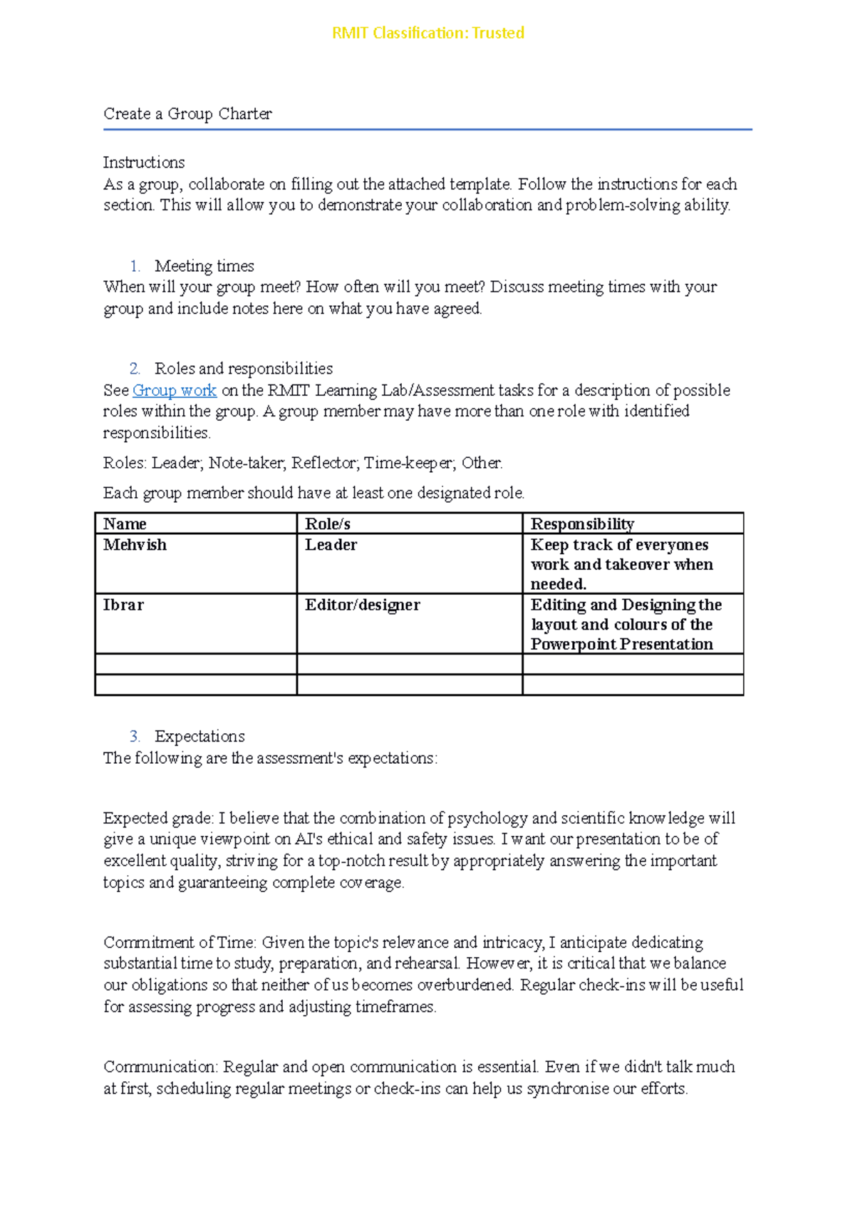 Group Charter Template-1 - Create a Group Charter Instructions As a ...