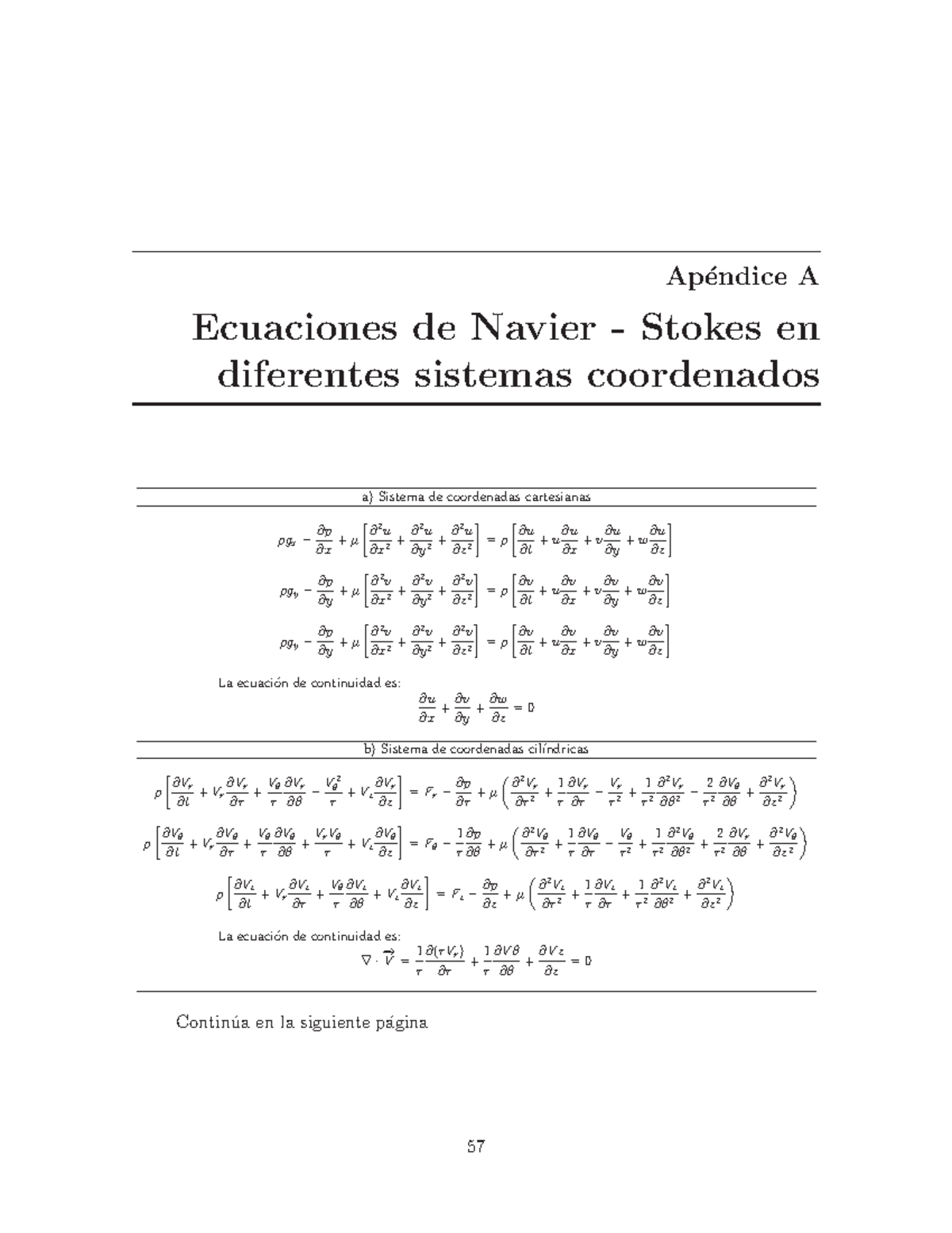 ECUACION DE NAVIER STOKES EN DIFERENTES COORDENADAS - Ap ́endice A ...