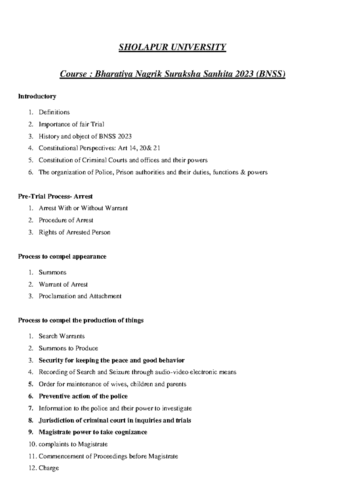 Mumbai ans Solapur University LLB Syllabus 5th - SHOLAPUR UNIVERSITY ...