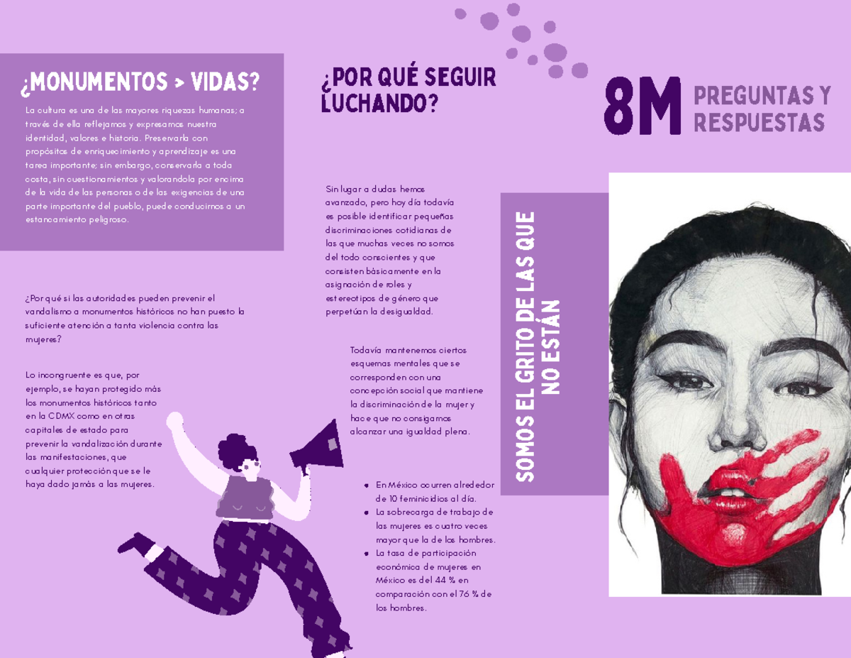 Tríptico 8 de marzo Fotografía Morado - 8M ¿por qué seguir luchando? preguntas y respuestas ...