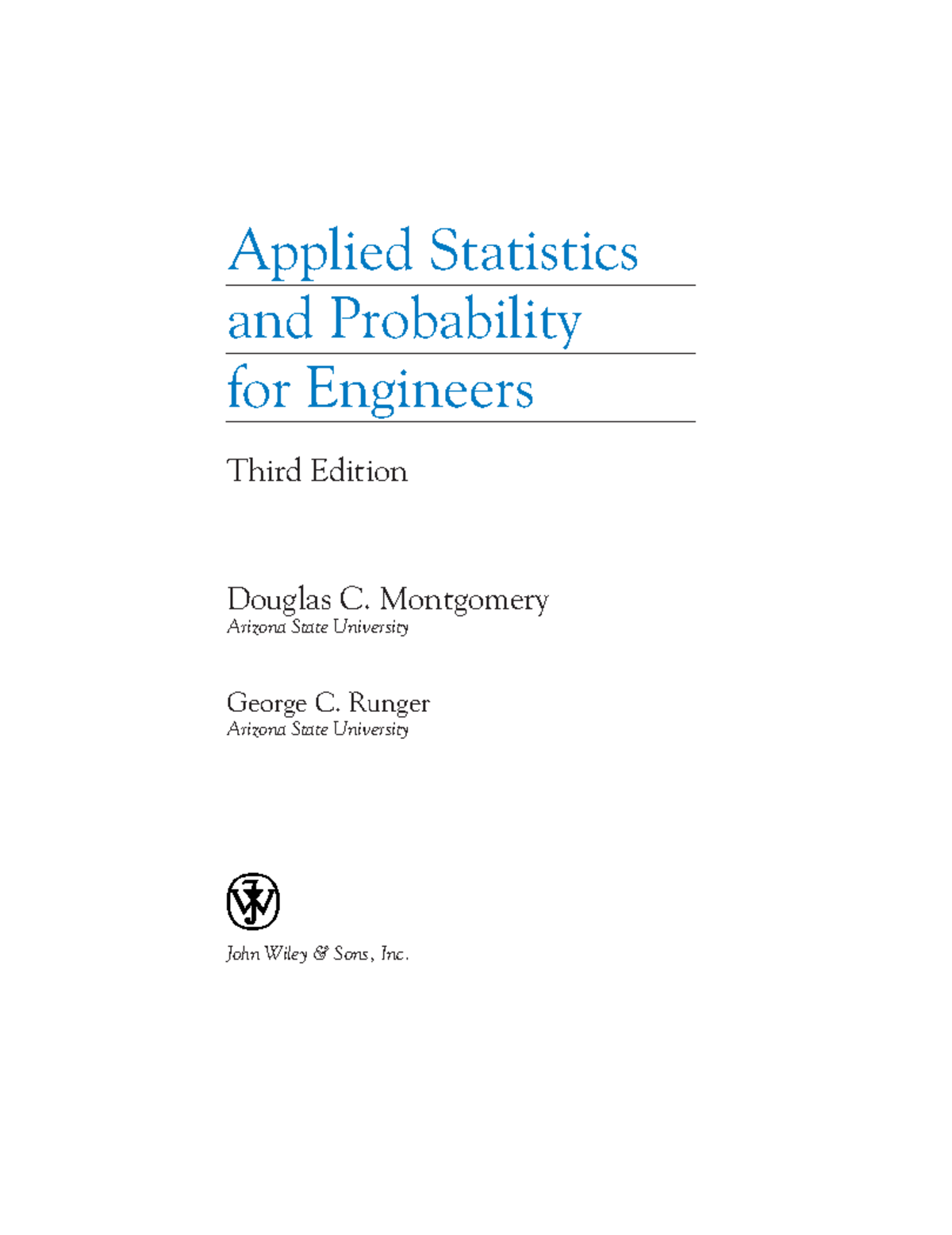 Applied Statistics And Probability For Engineers solution (2002 , Wiley ...