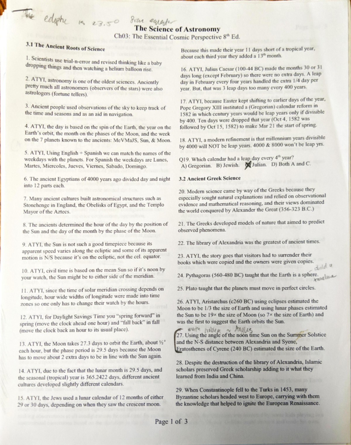 Astr chapter 3 summary - ediphe is 23 from everto The Science of ...
