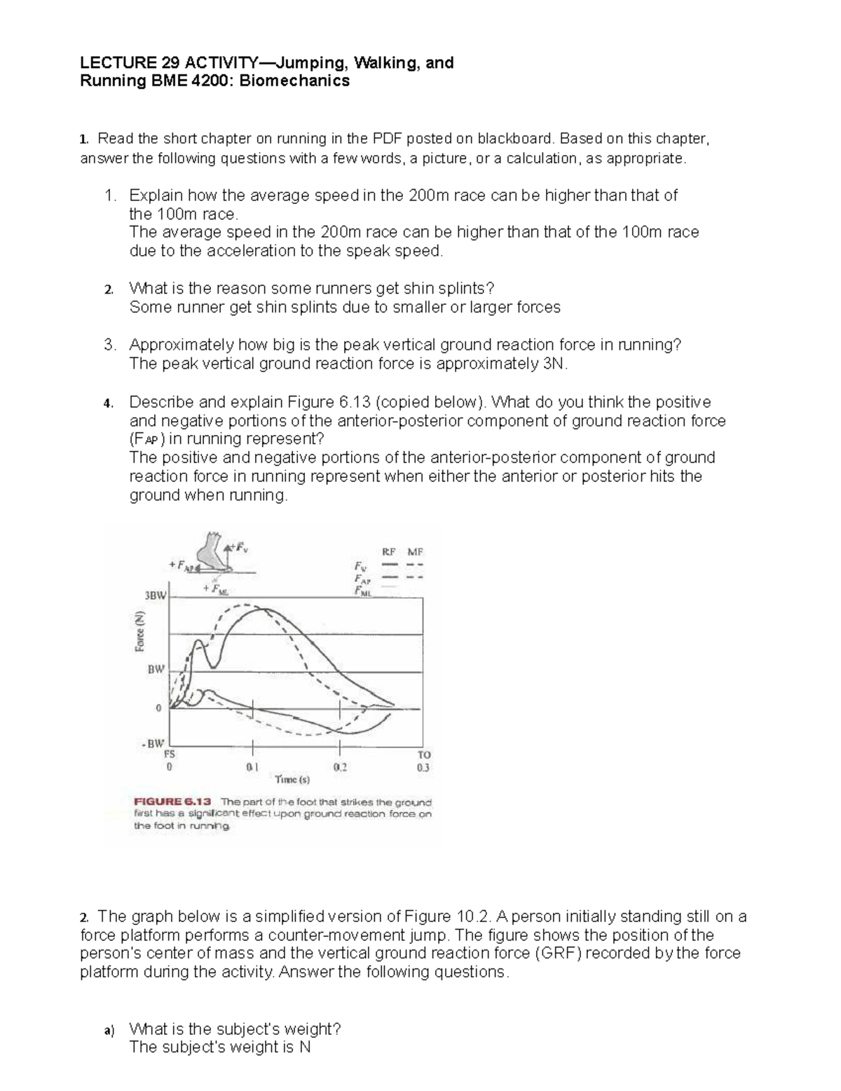 BME 4200 Lecture 29 - LECTURE 29 ACTIVITY—Jumping, Walking, and Running ...
