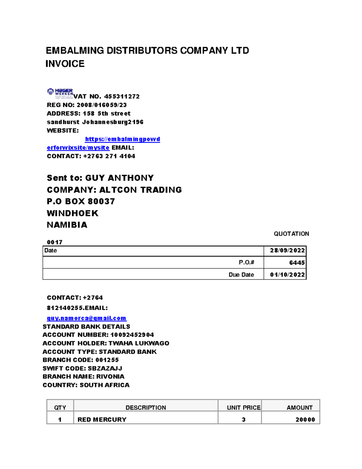 +27839281381 HAGER WERKEN EMBALMING COMPOUND POWDER FOR SALE ...