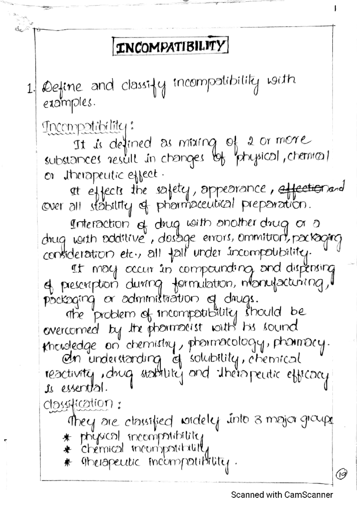 Incompatibility 2 - Define and classify with exampl - Pharmaceutics I ...