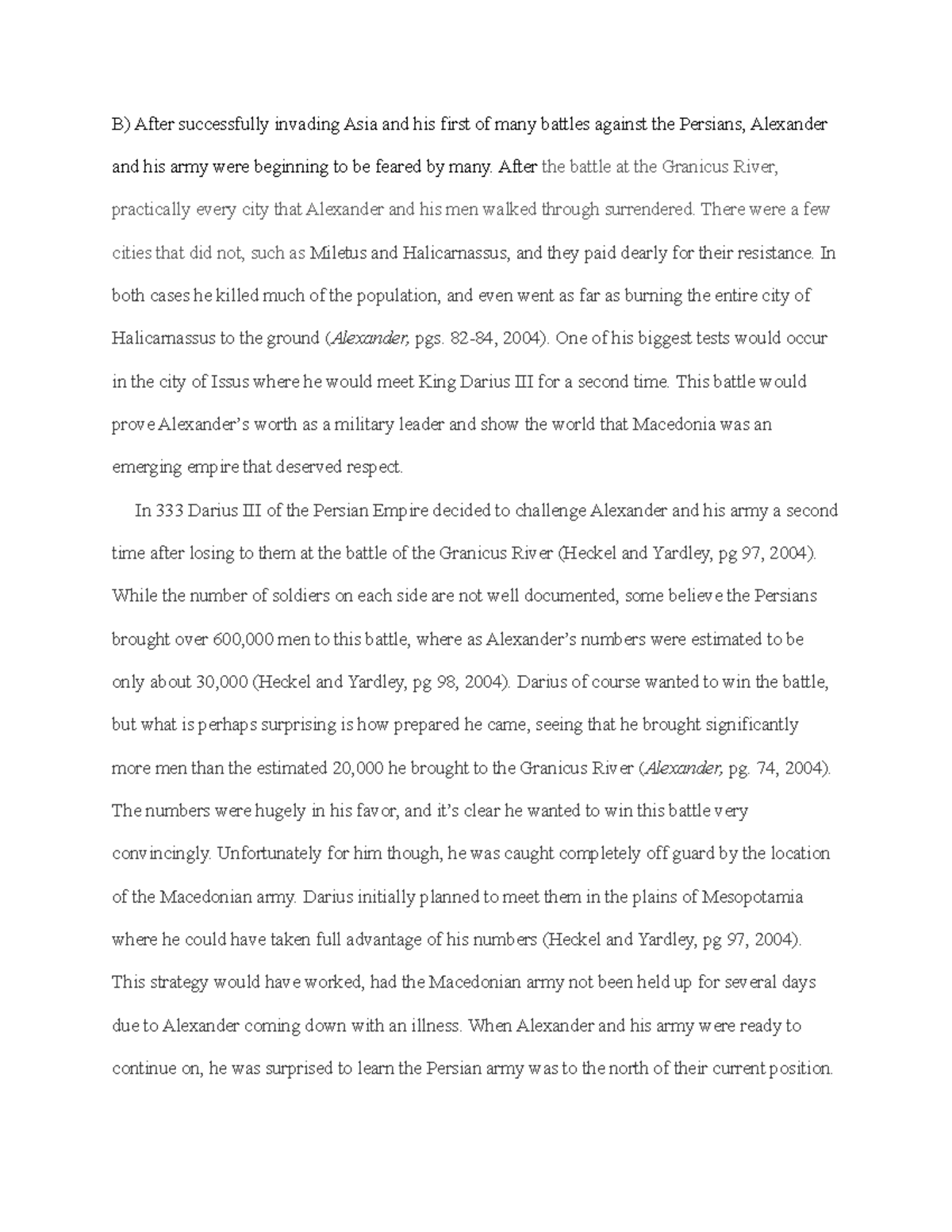 Alexander the Great Essay Lesson 4 - B) After successfully invading ...