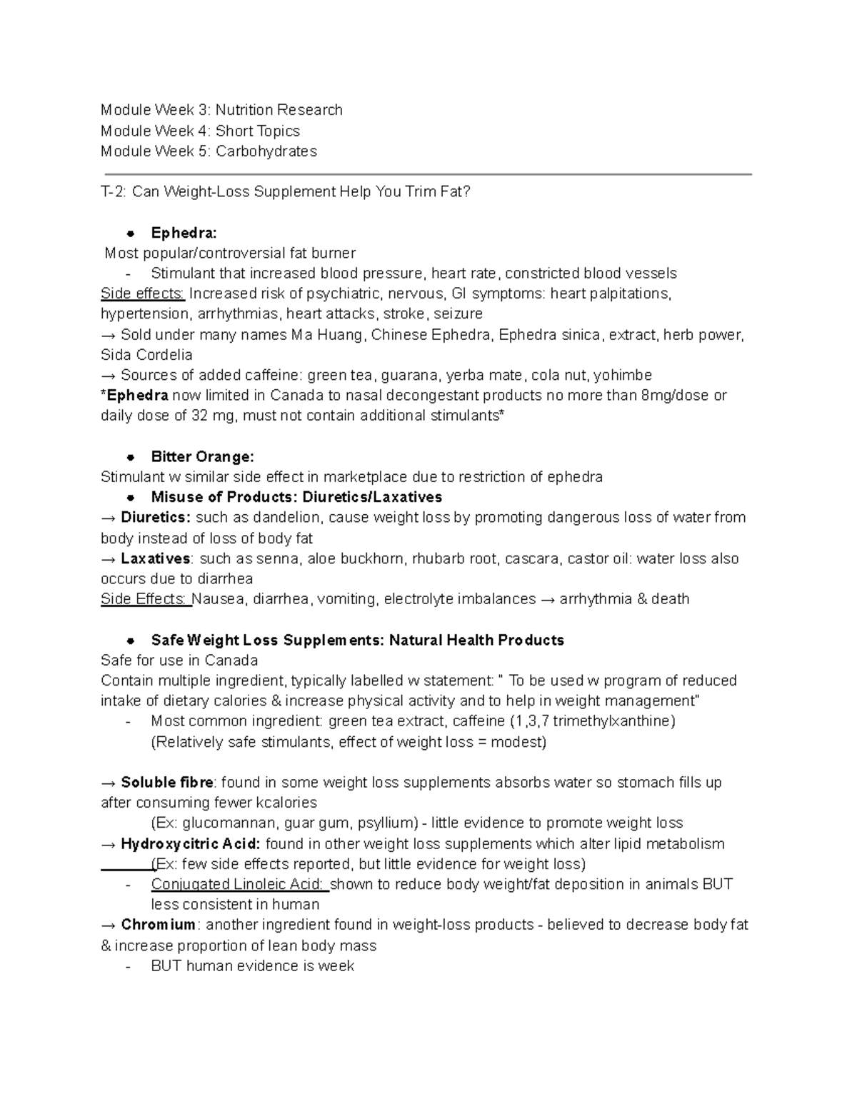 NFS TT2 Notes - Module Week 3: Nutrition Research Module Week 4: Short ...