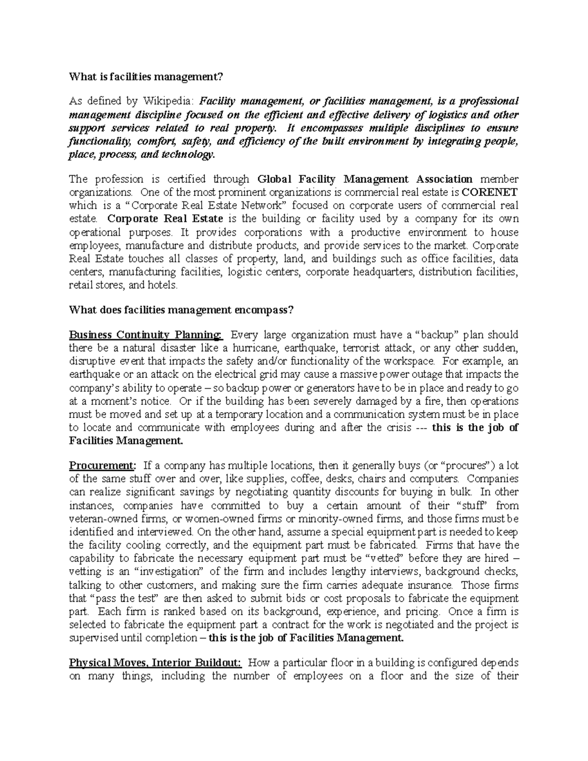 Overview of Facilities Management - What is facilities management? As ...