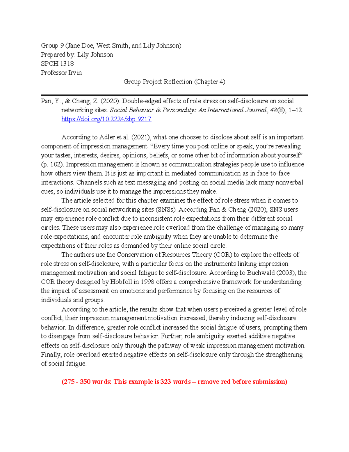 GP Reflection Example 1318 - Group 9 (Jane Doe, West Smith, and Lily ...