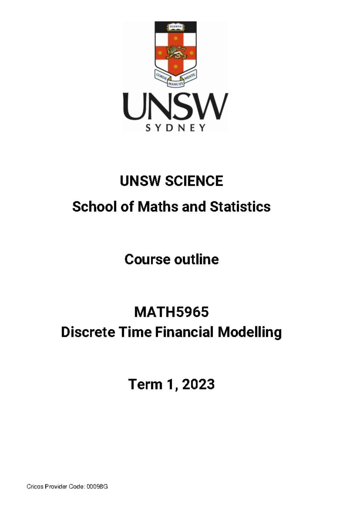 MATH5965 2023T1 - UNSW SCIENCE School of Maths and Statistics Course ...