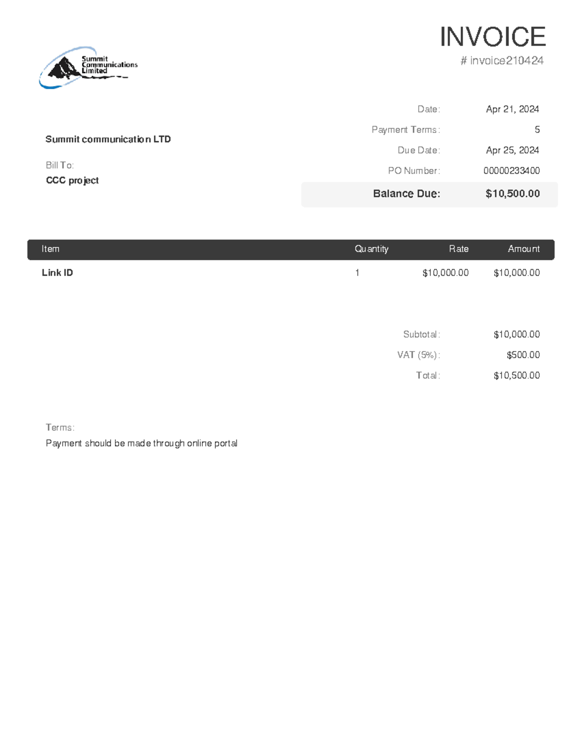 Invoice # invoice 210424 - Introduction to Business - INVOICE # invoice ...