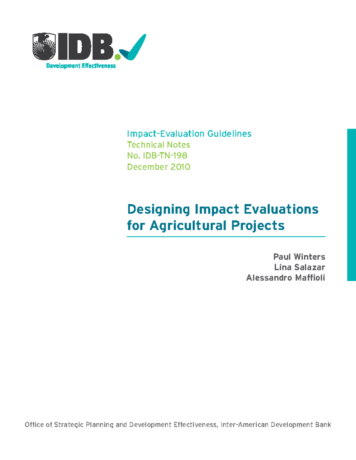Designing Impact Evaluations for Agricultural Projects - Designing ...