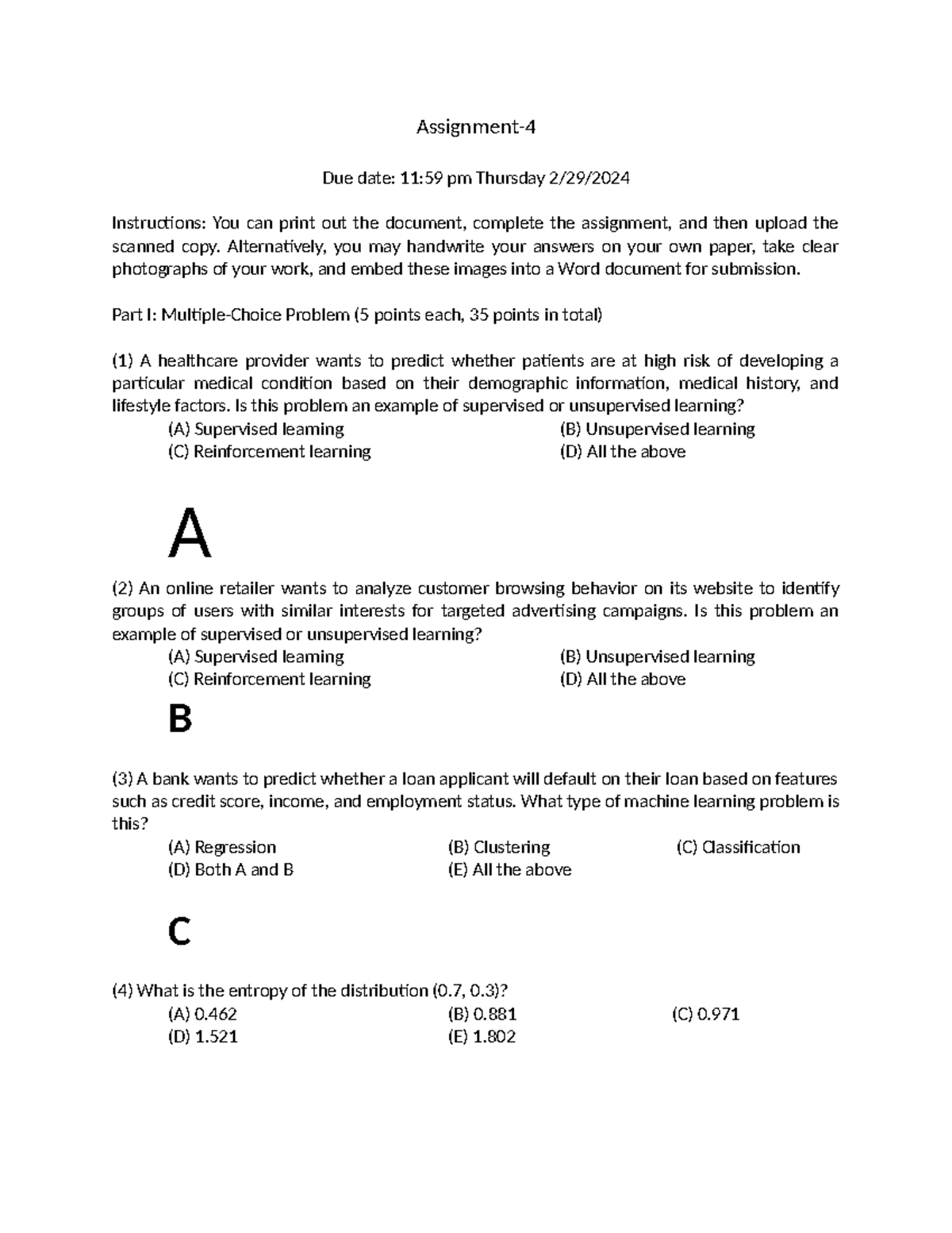 Assignment 4 Ai Assignment No4 Assignment Due Date 1159 Pm Thursday 229 Instructions 7341