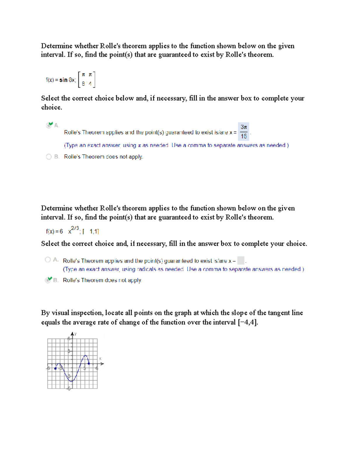 HW Section 10 - Teach by Prof.Weidong Chen - Determine whether Rolle's theorem applies to the ...