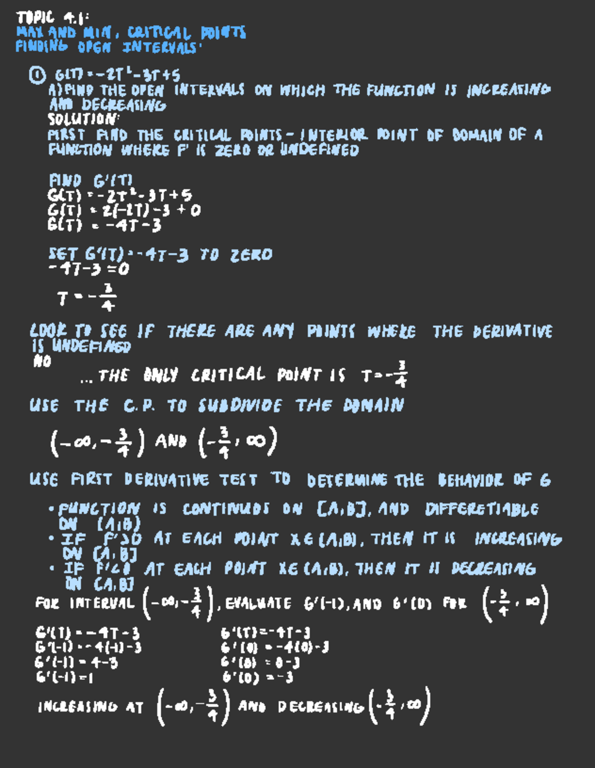 Max and min - Chapter Summaries - TOPIC 4. 1: MAX AND MIN, CRITICAL ...