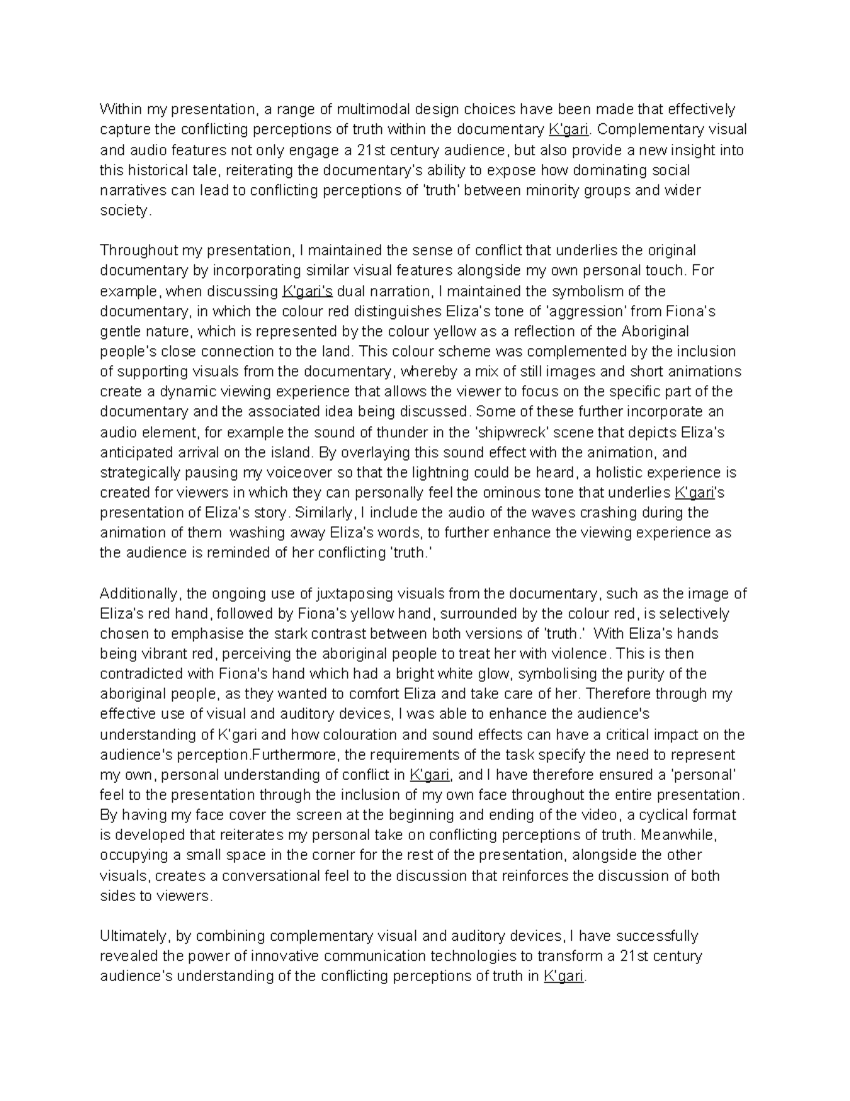 Reflection - tru - Within my presentation, a range of multimodal design ...