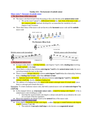 Notes 2 - Minor scales, building minor scales, minor key signatures ...