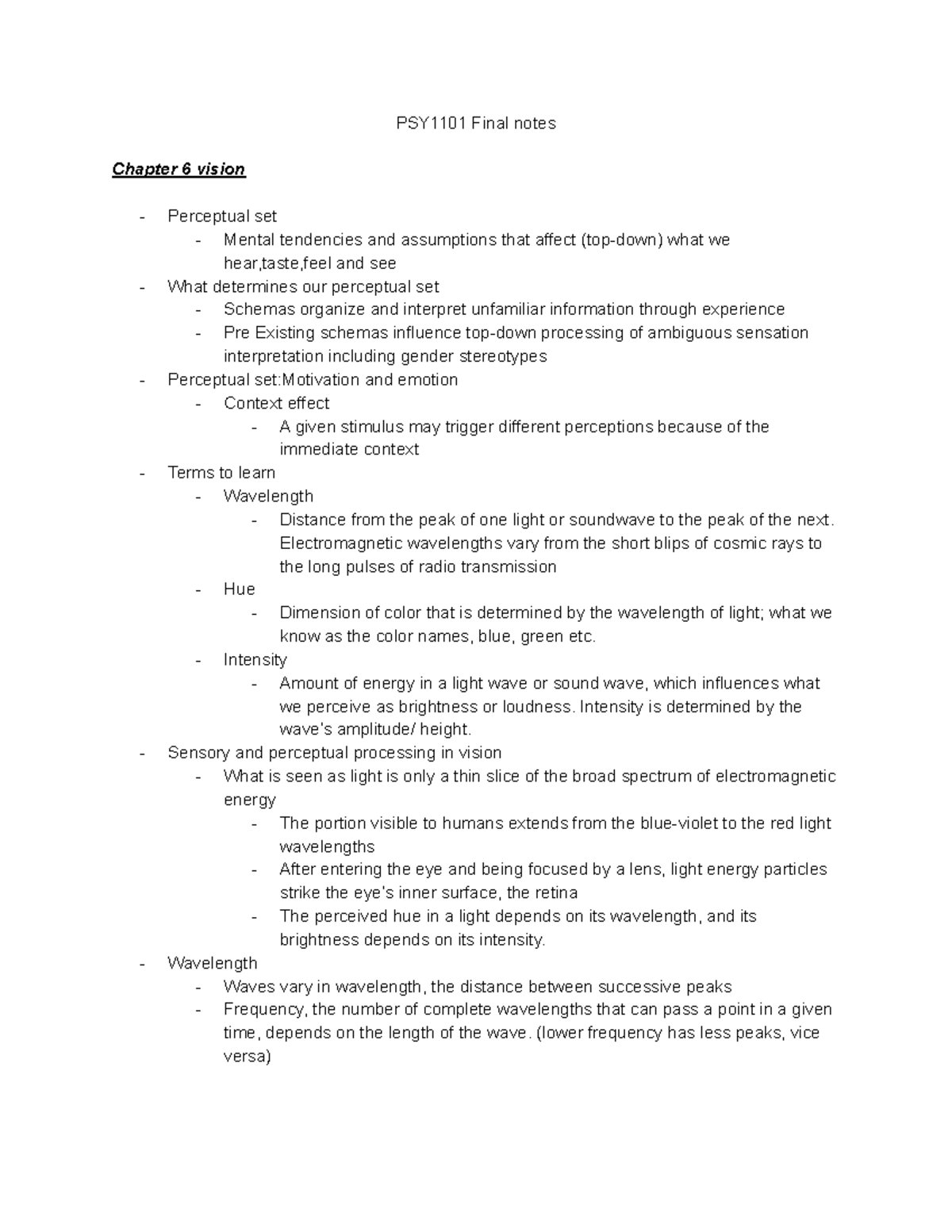 PSY1101 Final notes - Includes all chapters - PSY1101 Final notes ...