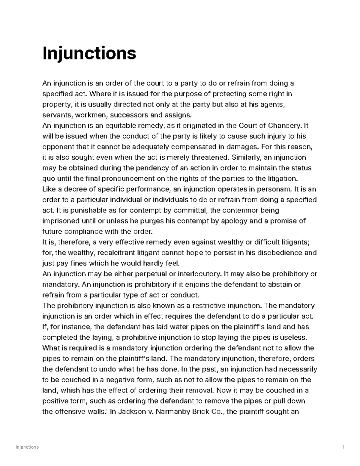 Injunctions - Summary Modern Principles of Economics - Injunctions An ...