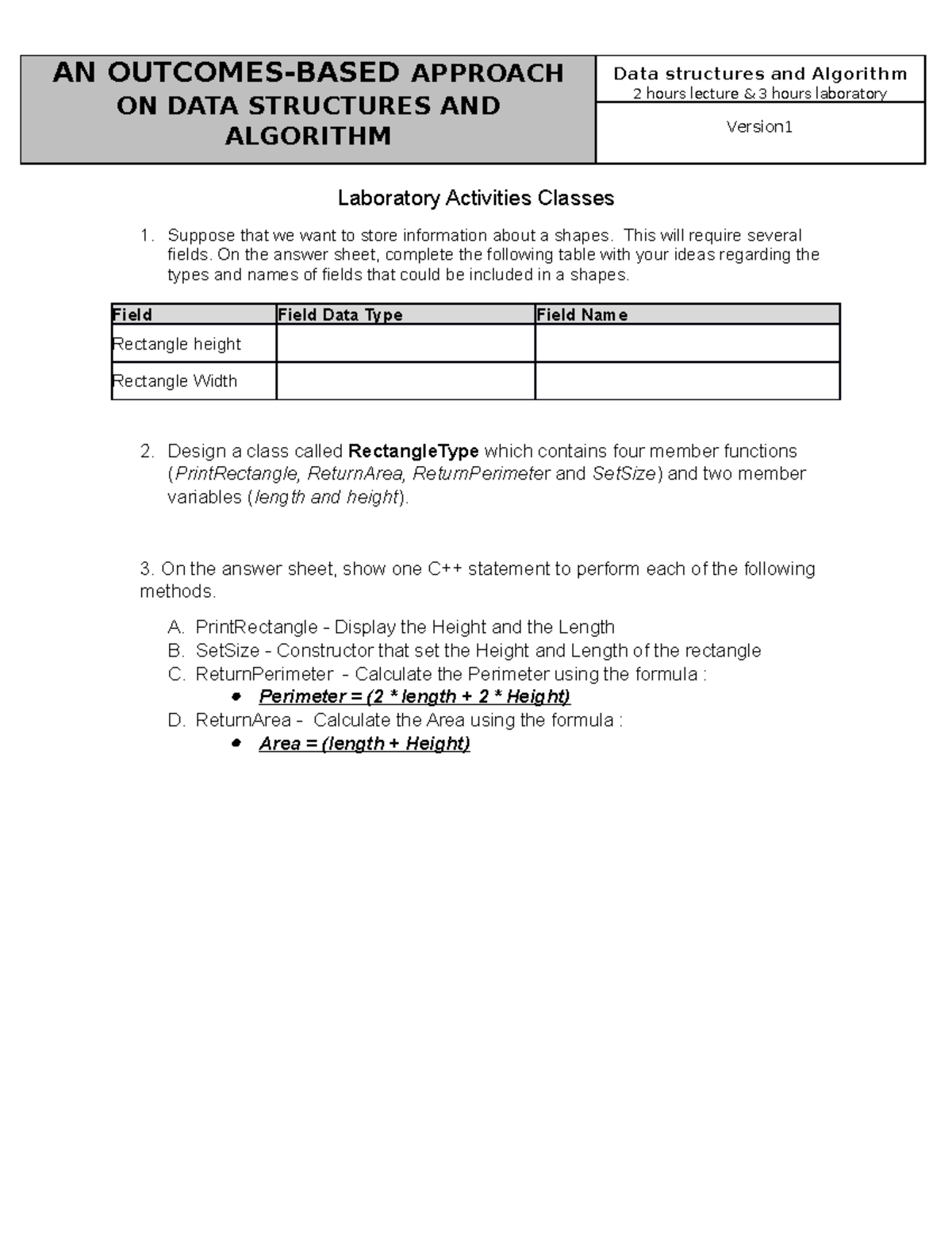 Laboratory Activities Classes - AN OUTCOMES-BASED APPROACH ON DATA ...