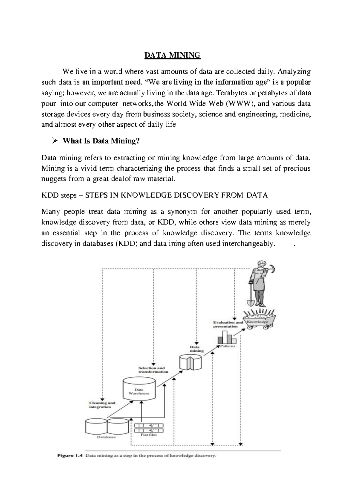 DATA Mining AND ITS Stages - DATA MINING We live in a world where vast ...