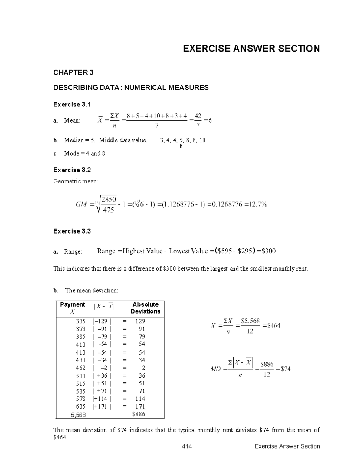 Assignment 2 Solution Exercise Answer Section Chapter 3 Describing Data Numerical Measures