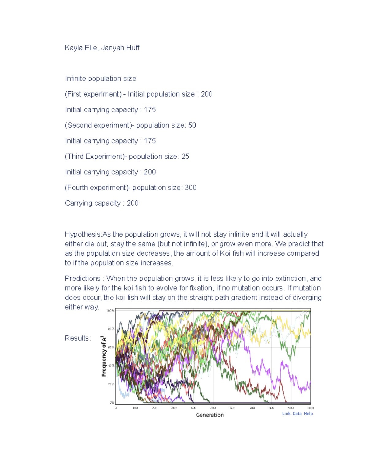 Hardy-Weinberg Equilibrium Lab report - Kayla Elie, Janyah Huff ...