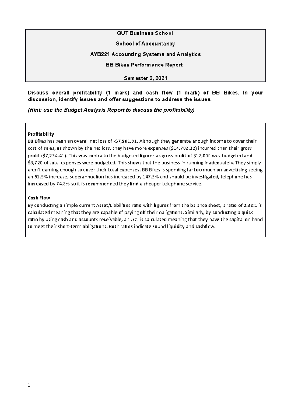 Business Performance Report 2021 - QUT Business School School of ...