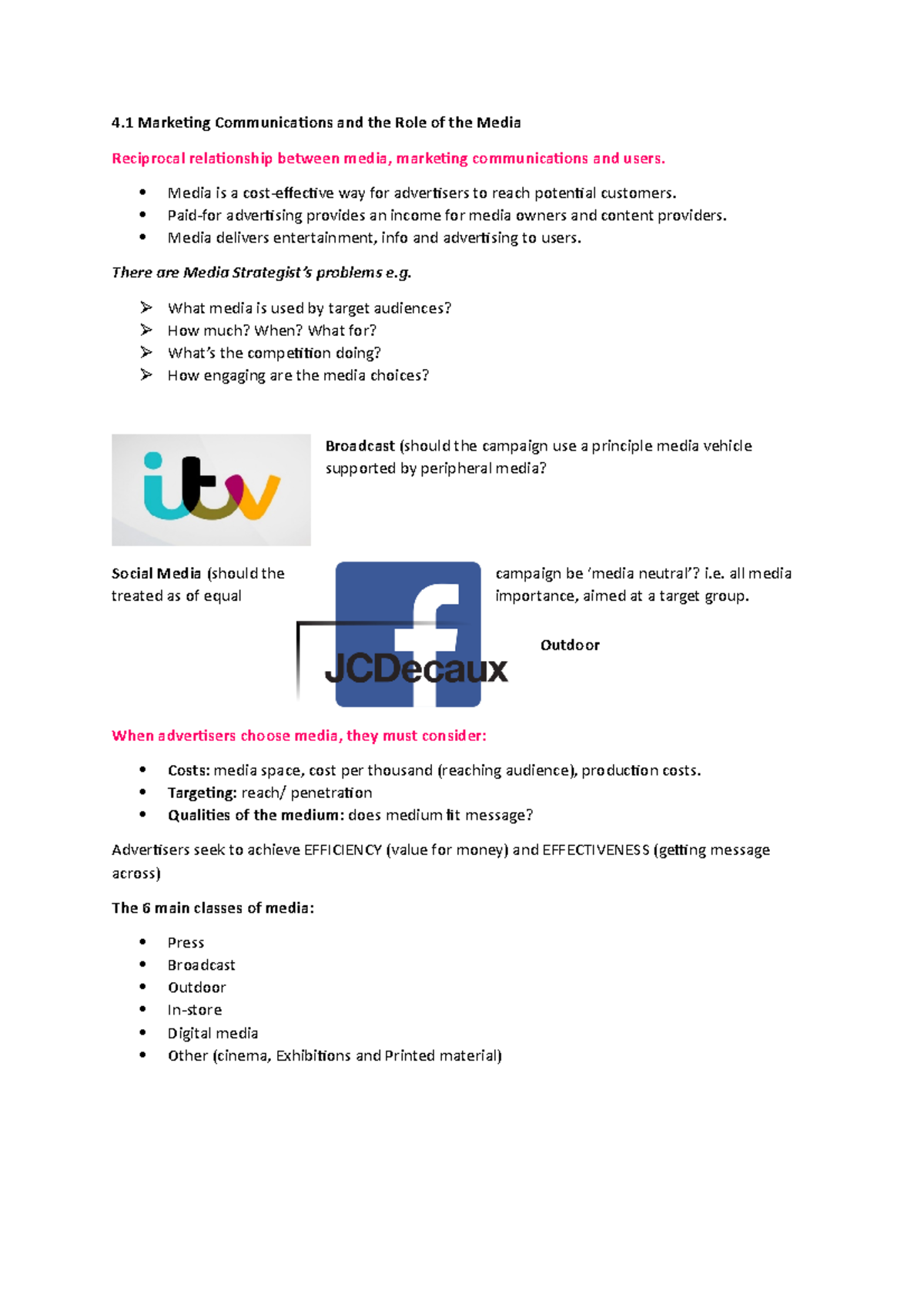 Role of the media - 4 Marketing Communications and the Role of the ...