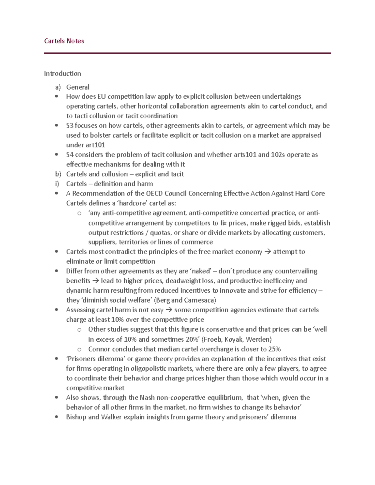 Cartels Notes - EU Competition Law : Text, Cases, and Materials ...