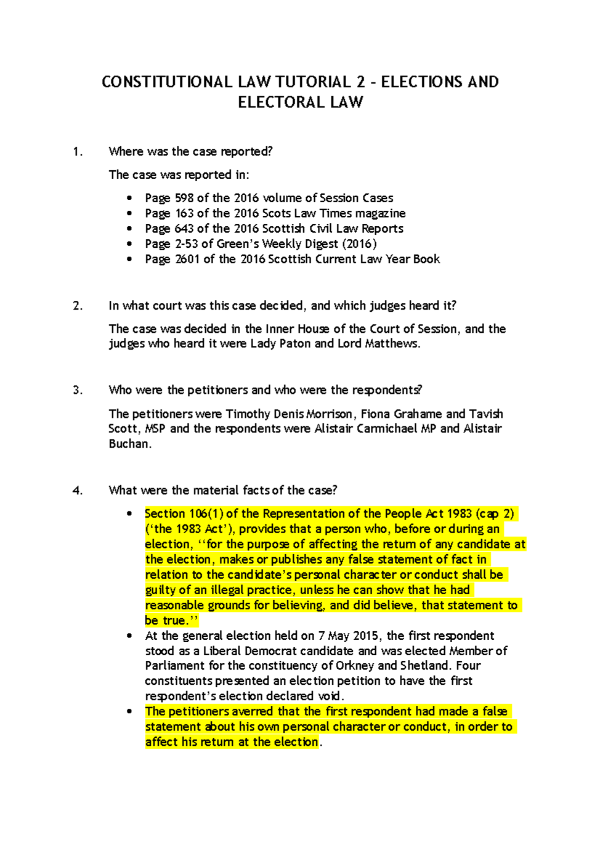 Constitutional LAW Tutorial 2 - CONSTITUTIONAL LAW TUTORIAL 2 ...