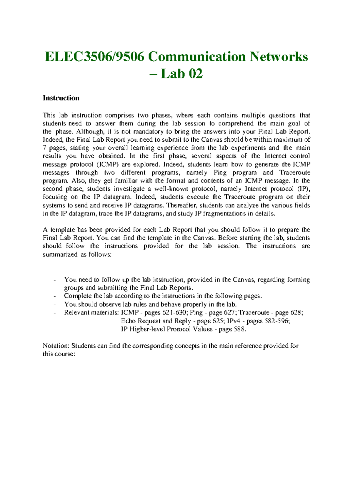 Lab 02 - the 2nd lab - ELEC3506/9506 Communication Networks – Lab 02 Instruction This lab - Studocu