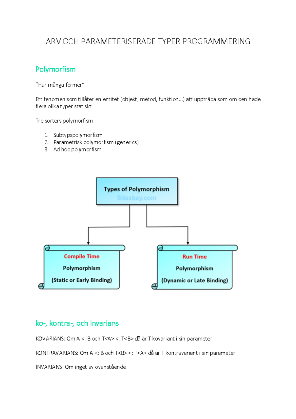 ARV OCH Parameteriserade Typer Programmering - ARV OCH PARAMETERISERADE ...