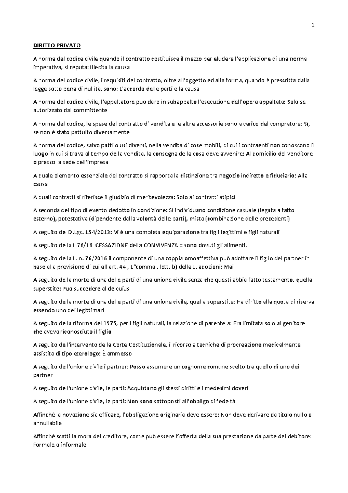 Domande, domande - Warning: TT: undefined function: 32 DIRITTO PRIVATO A norma del codice civile ...