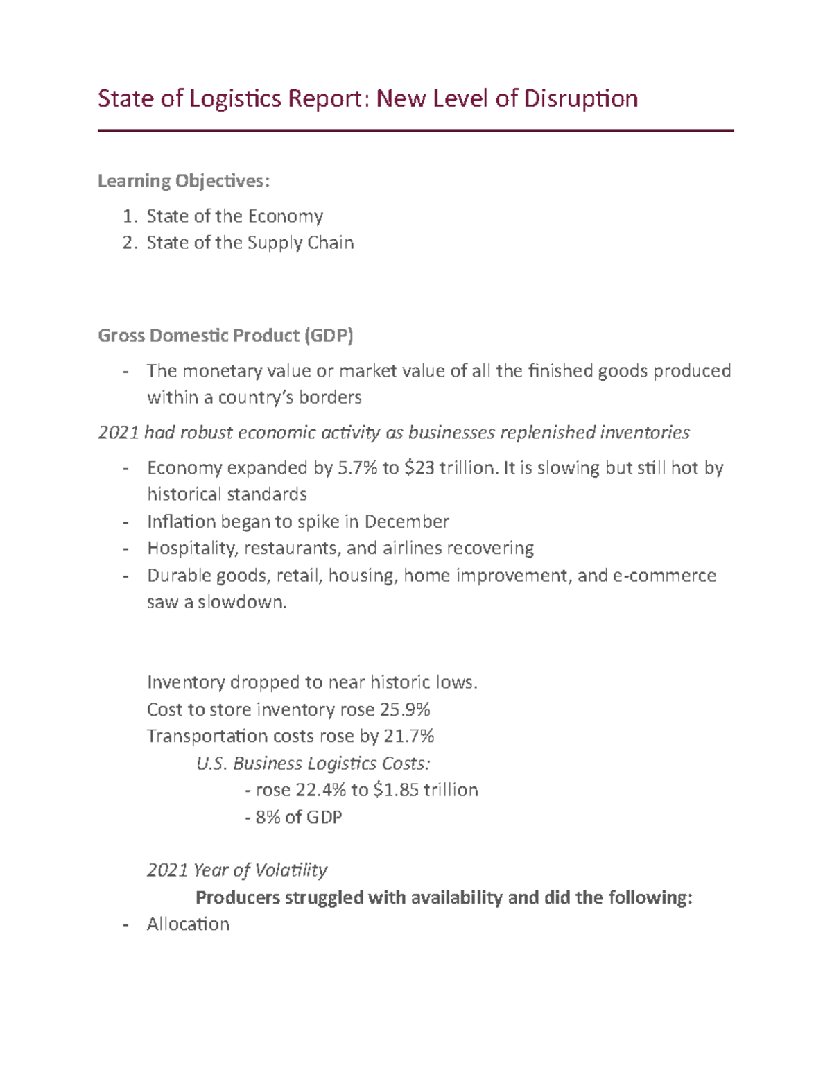 State of Logistics Report - It is slowing but still hot by historical ...
