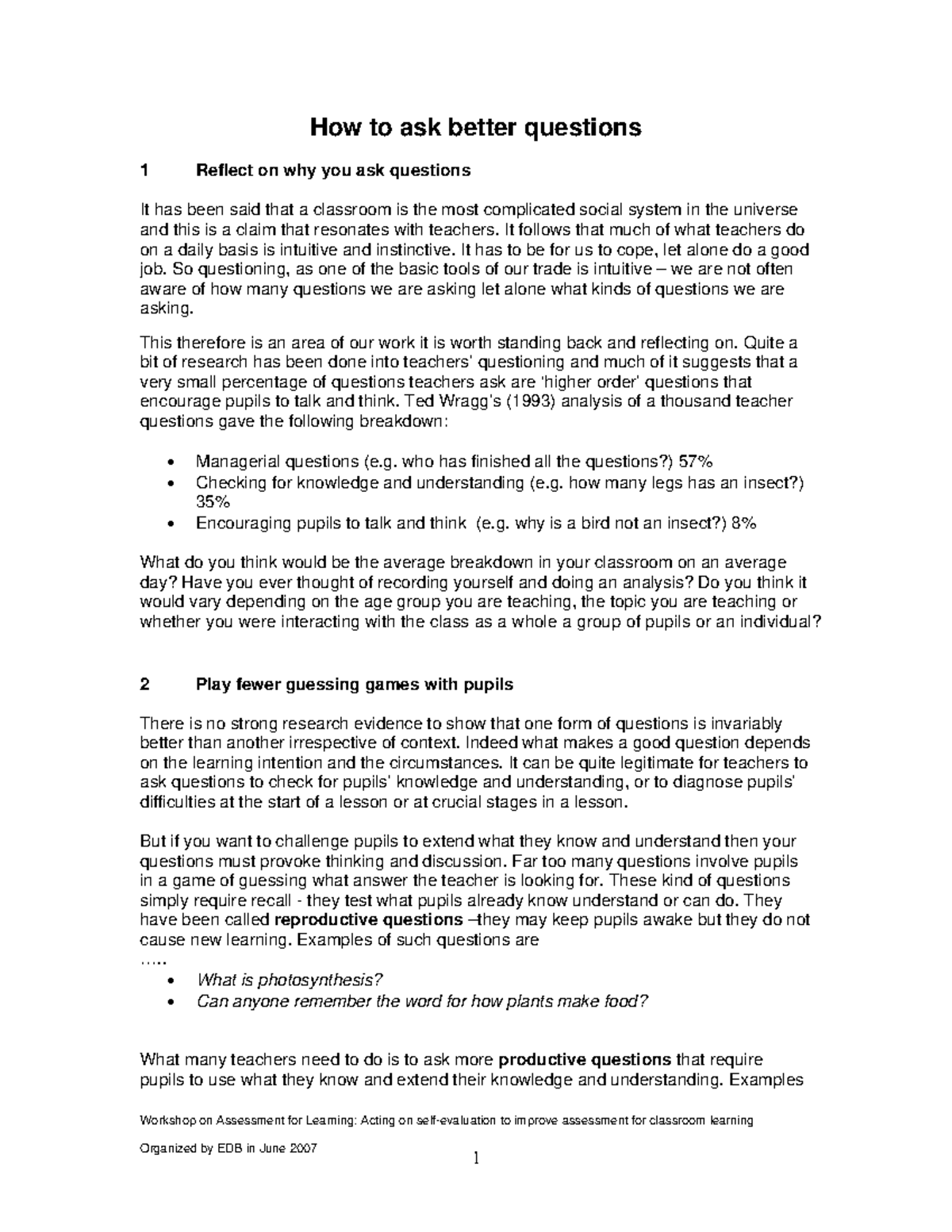 Handout 5 - How to ask better questions (Article) - Workshop on ...