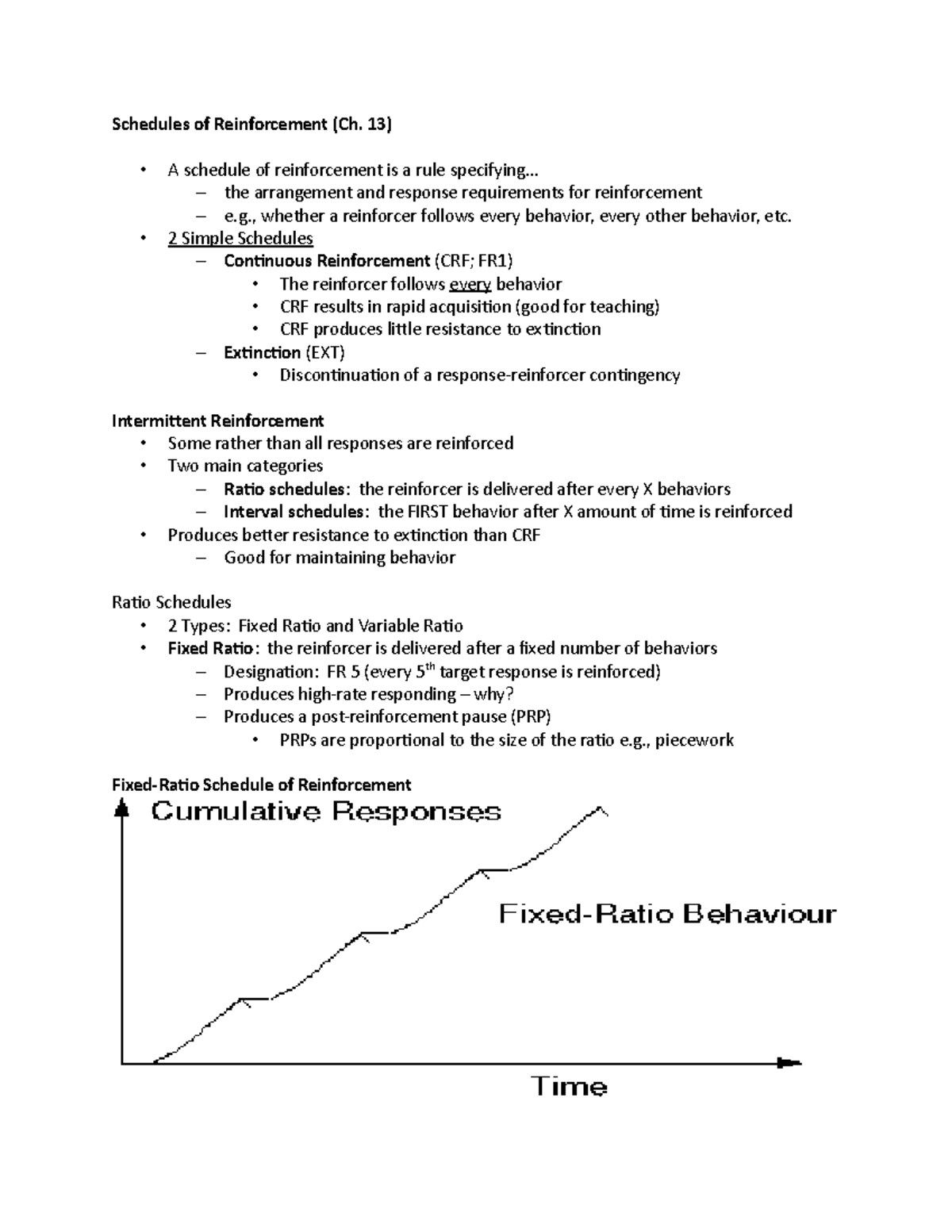 Psych 285 (Ch. 13) Part 1 - Schedules of Reinforcement (Ch. 13) A ...