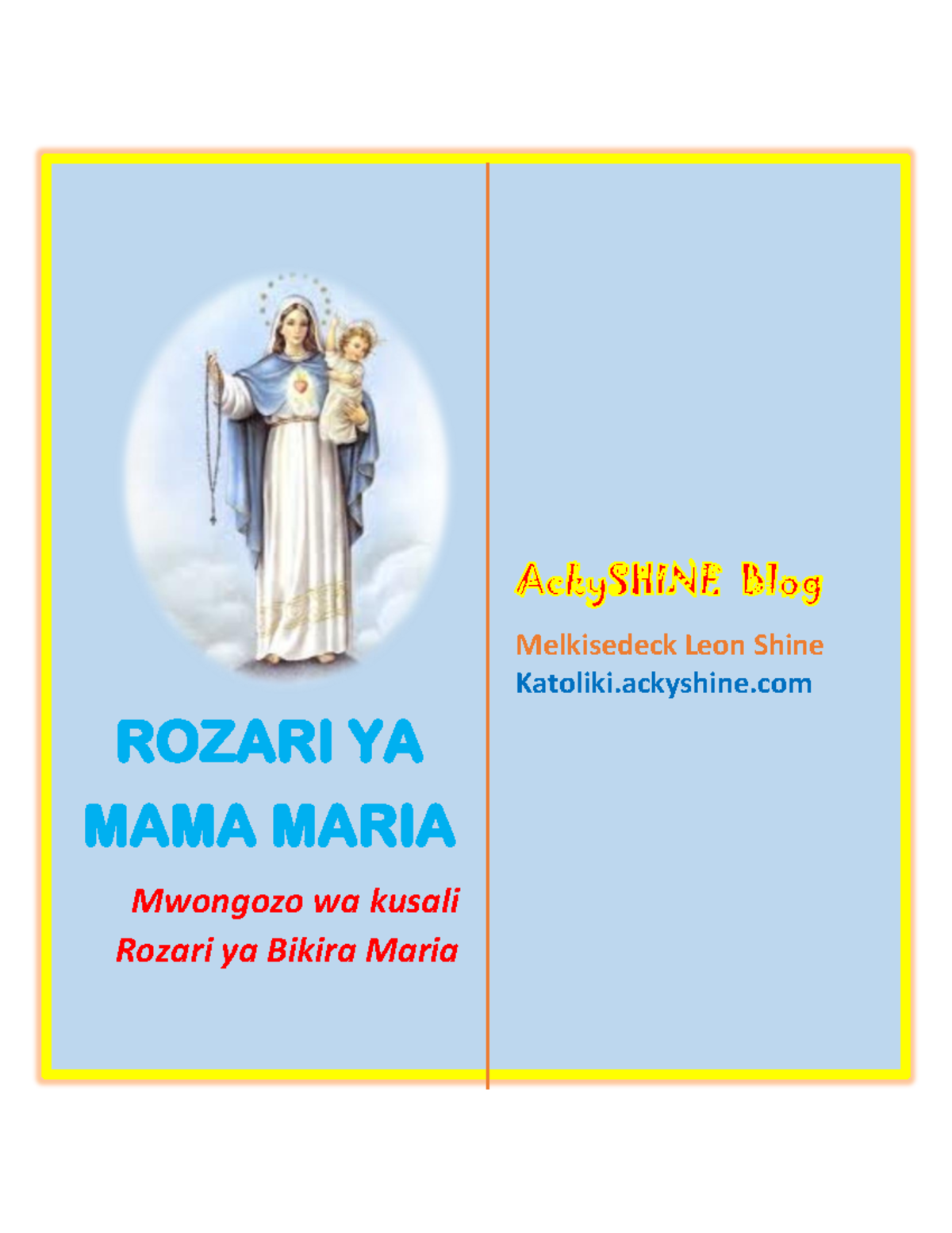 Rozari YA MAMA Bikira Maria - Mwongozo wa kusali Rozari ya Bikira Maria ...